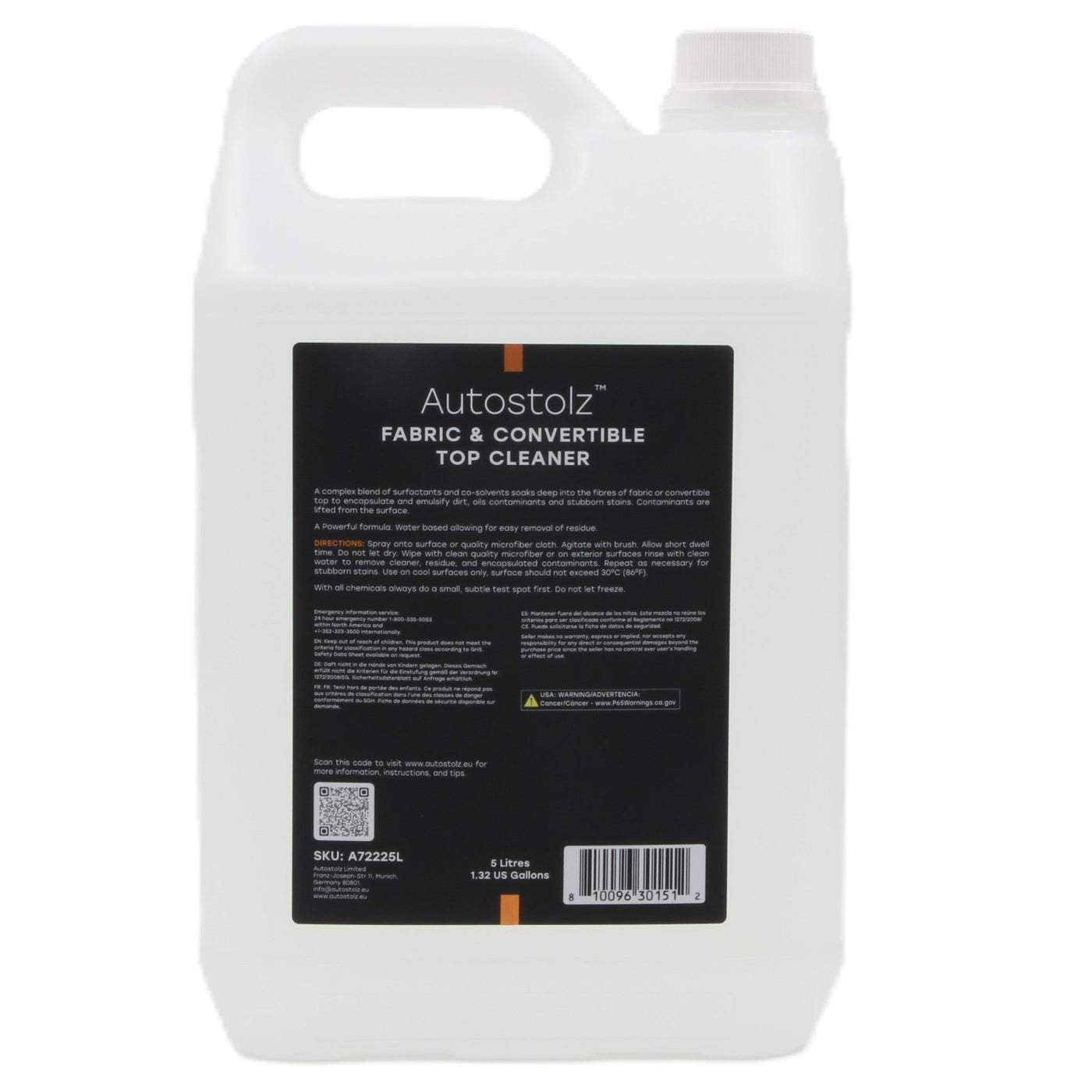Autostolz Fabric & Convertible Top Cleaner 5L – Professional Strength ...
