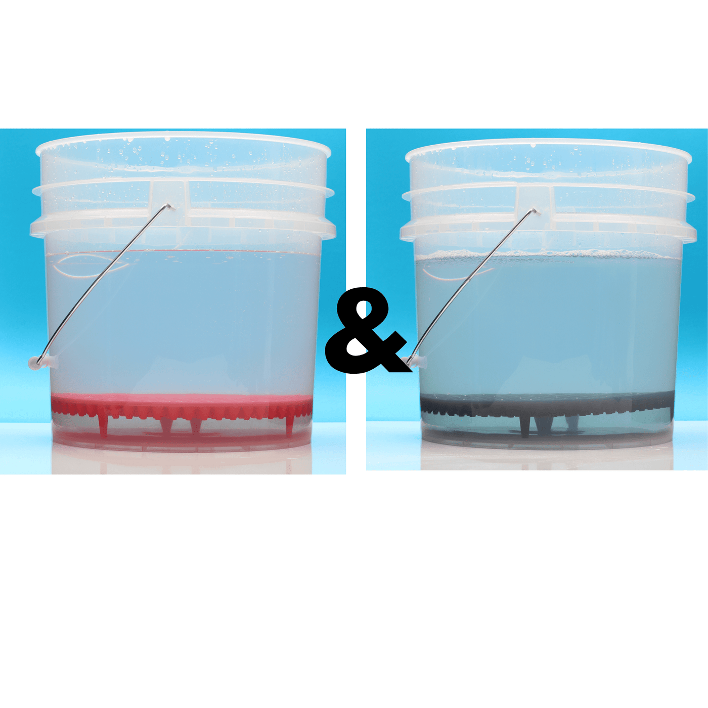 Rockcar 2-Bucket Car Wash Kit – 2 Clear Buckets, 2 Red + 1 Black Grit ...